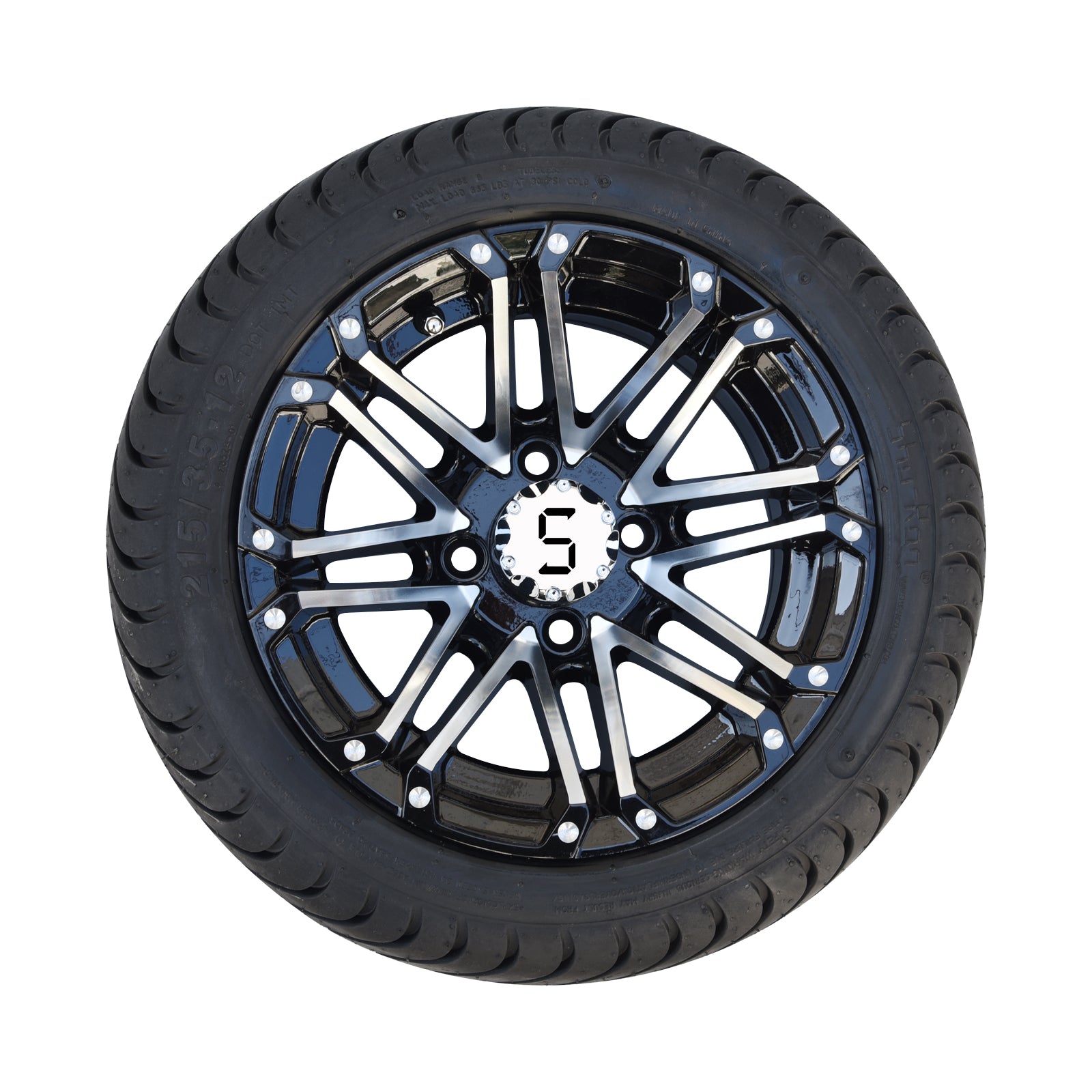 SRGCTW-204B 12" WHEEL AND 215/35-12 TYRE COMBO (16 SPOKE BLACK ...
