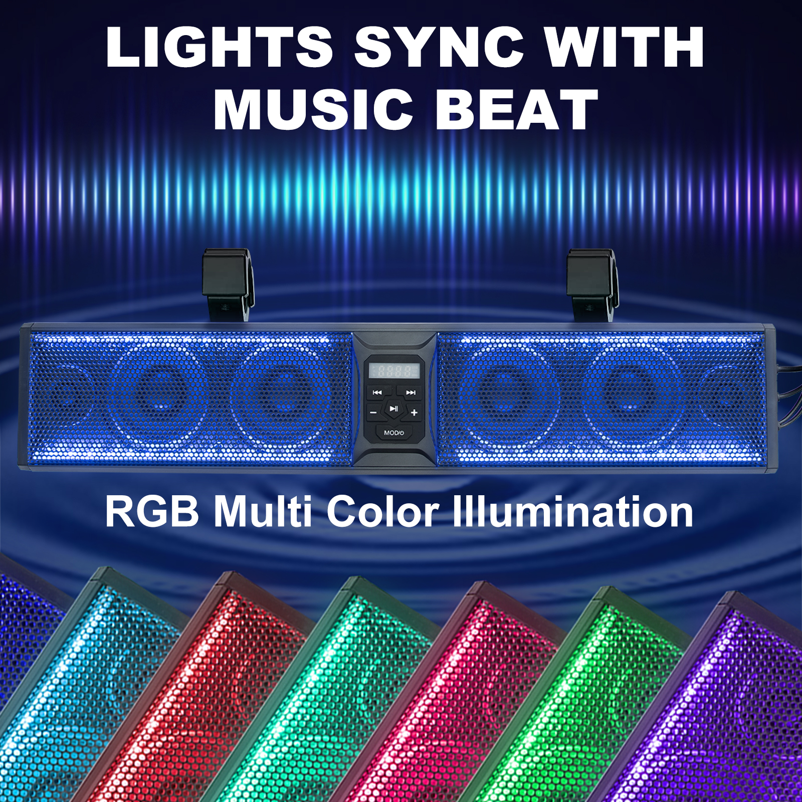 SRMSB-06 26" 500W ATV/UTV/GOLF CART IP65 BLUETOOTH SPEAKER SOUND BAR ...