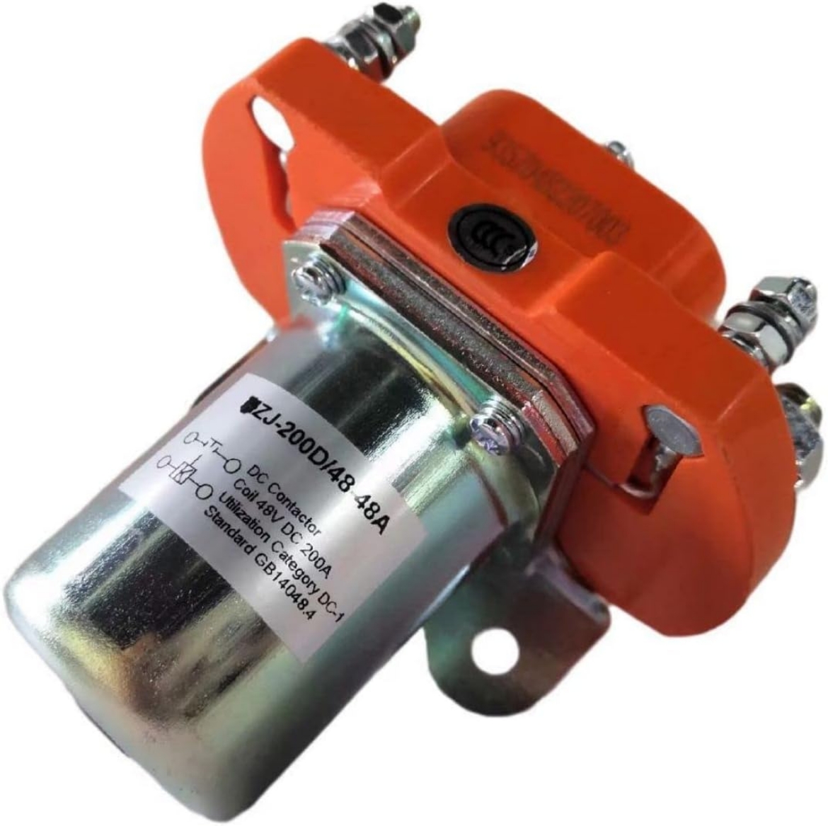 SOL-1021 48V SOLENOID SILVER WITH ORANGE TOP UNIVERSAL SOLENOID 200AMP ...