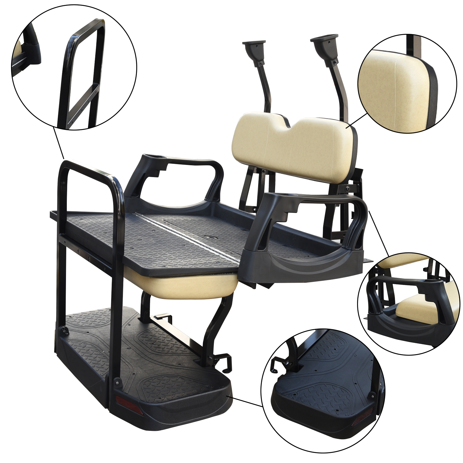 01-044-202D-BLK DELUXE REAR SEAT KIT FOR PRECEDENT - BLACK - CLUB CAR ...