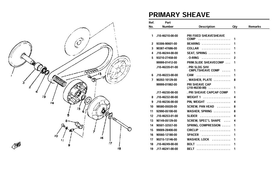 J10-46236-00 YAMAHA G1 PRIMARY SHEAVE PIN WEIGHT - YAMAHA | Golf Car ...